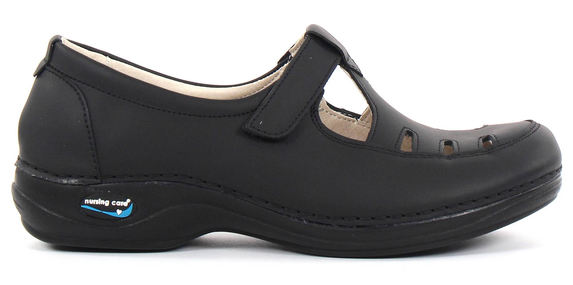 Nursing Care Machine Washable Work Shoes Leather, Black WG3711 ...