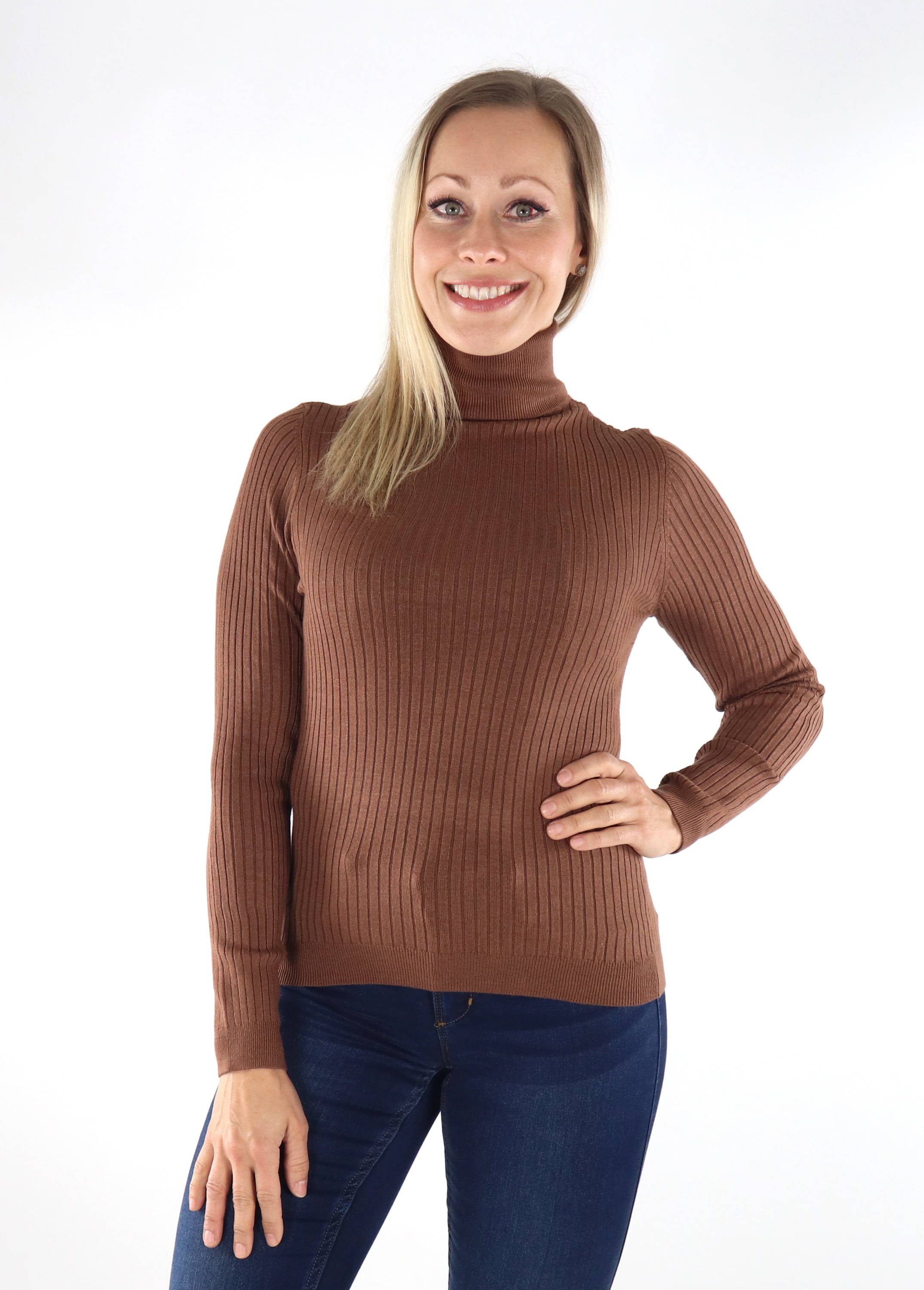 Only Sweater rollneck Friar brown - Stilettoshop.eu webstore