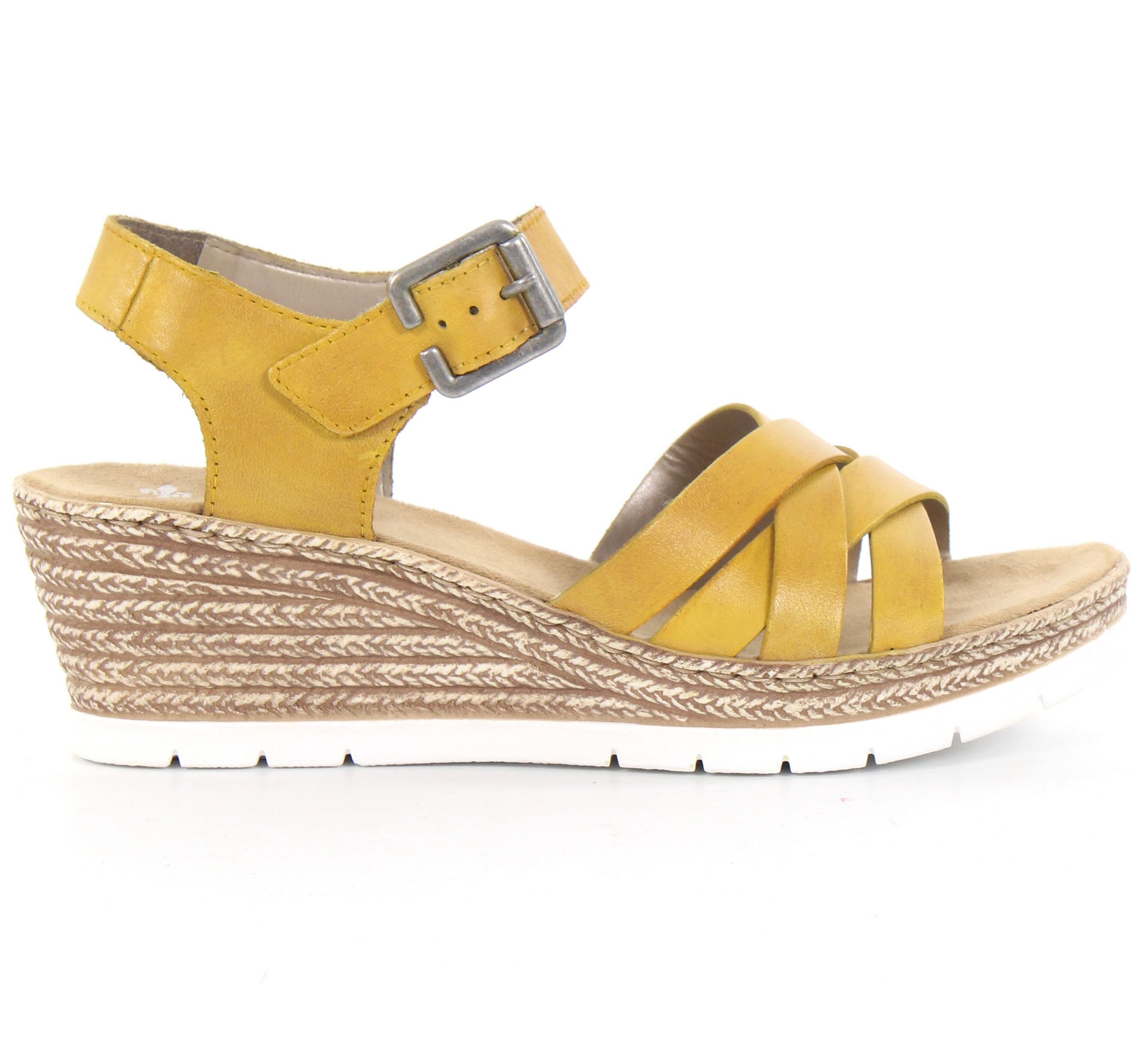 Rieker Wedge Sandals 61963-68, Yellow - Stilettoshop.eu webstore