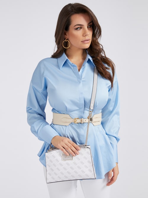 Guess Shoulder Bag Tyren mini, white - Stilettoshop.eu webstore