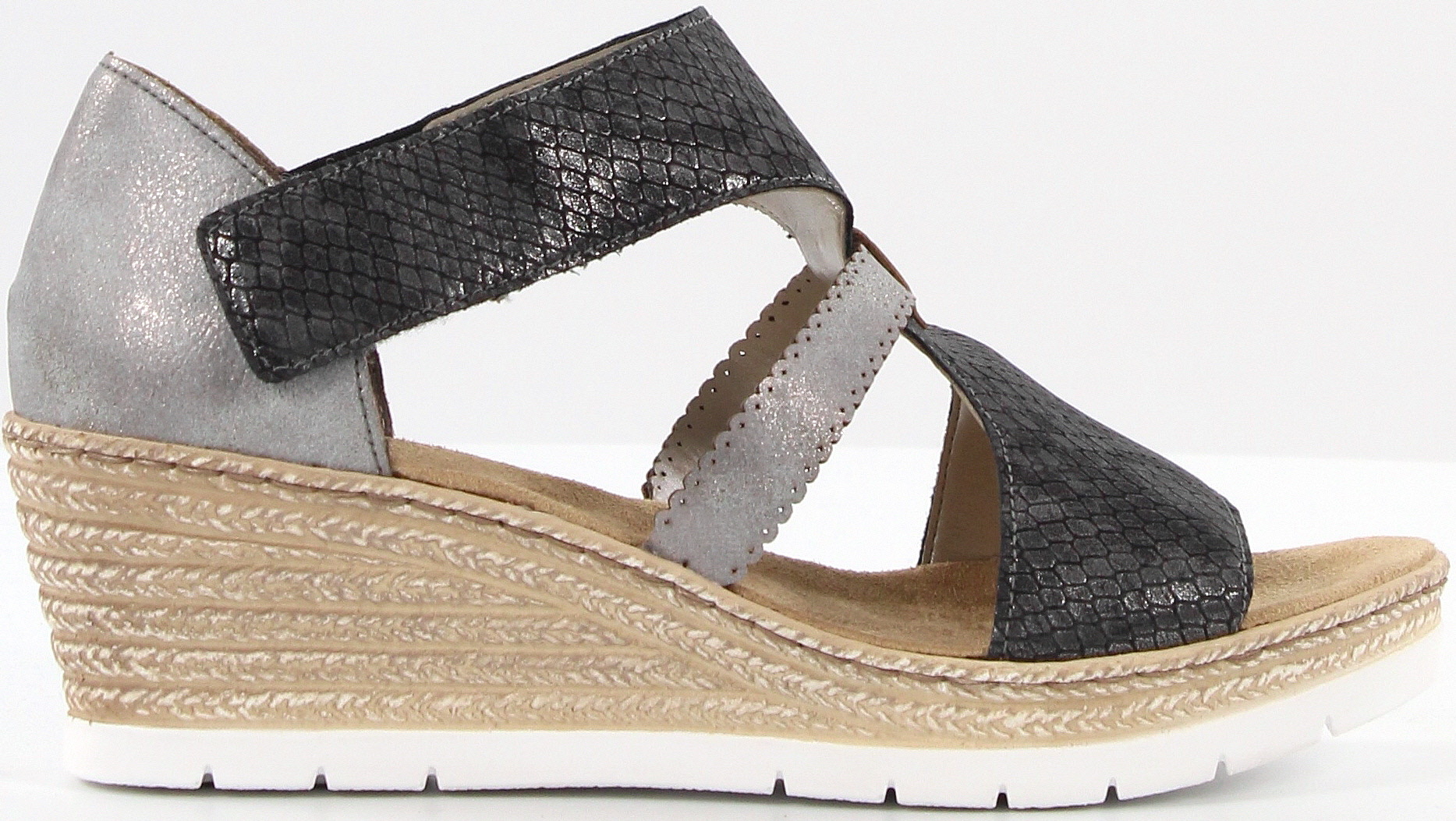 Rieker Wedge Sandals 61923-45, Gray - Stilettoshop.eu webstore