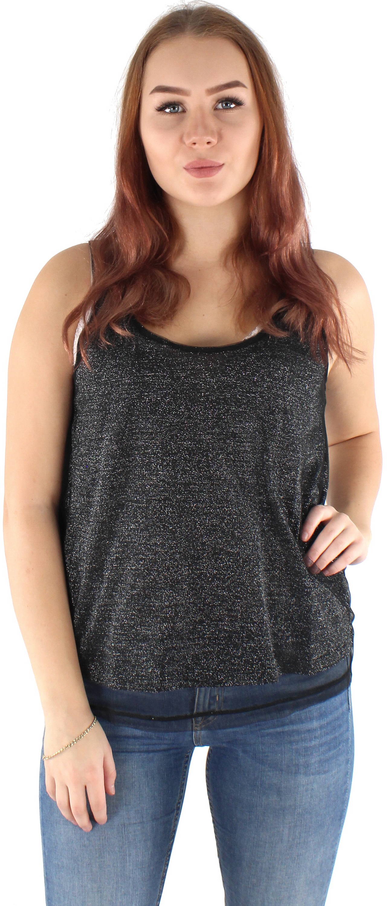 Only Top Party Mesh, Black/SIlver - Stilettoshop.eu webstore