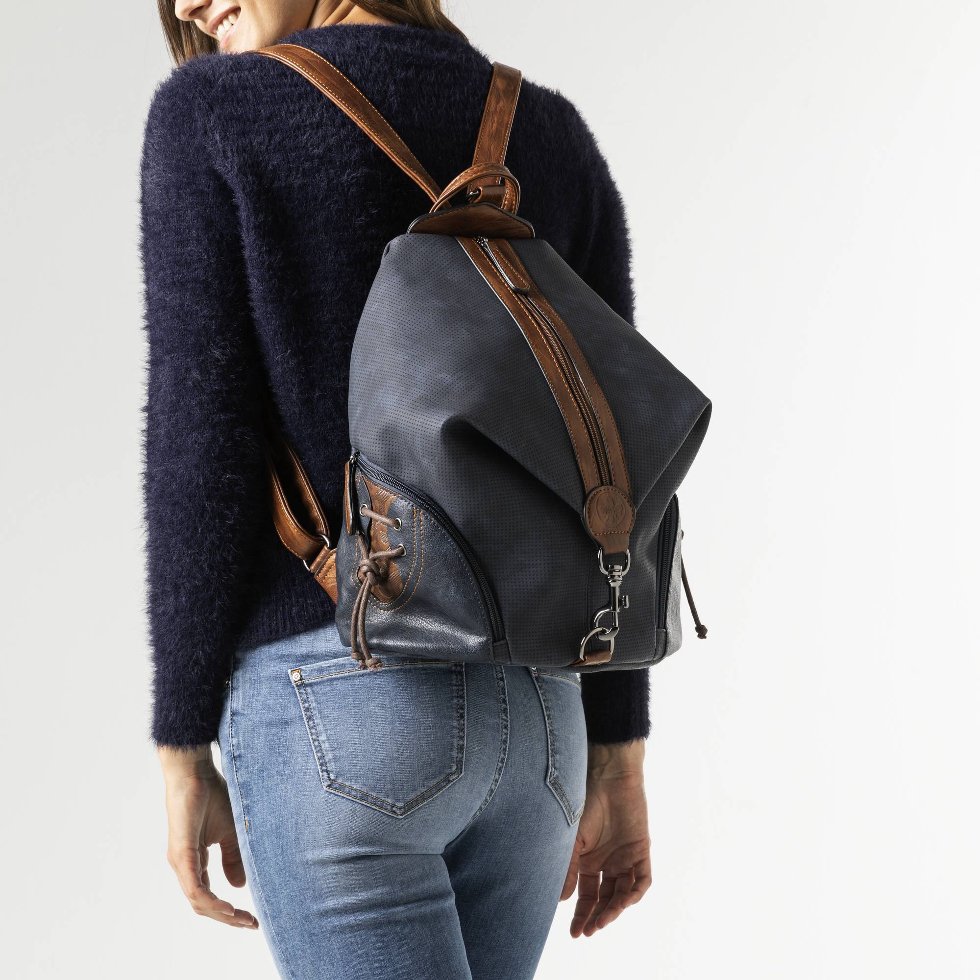Rieker Backpack H1055-14, blue/brown - Stilettoshop.eu webstore