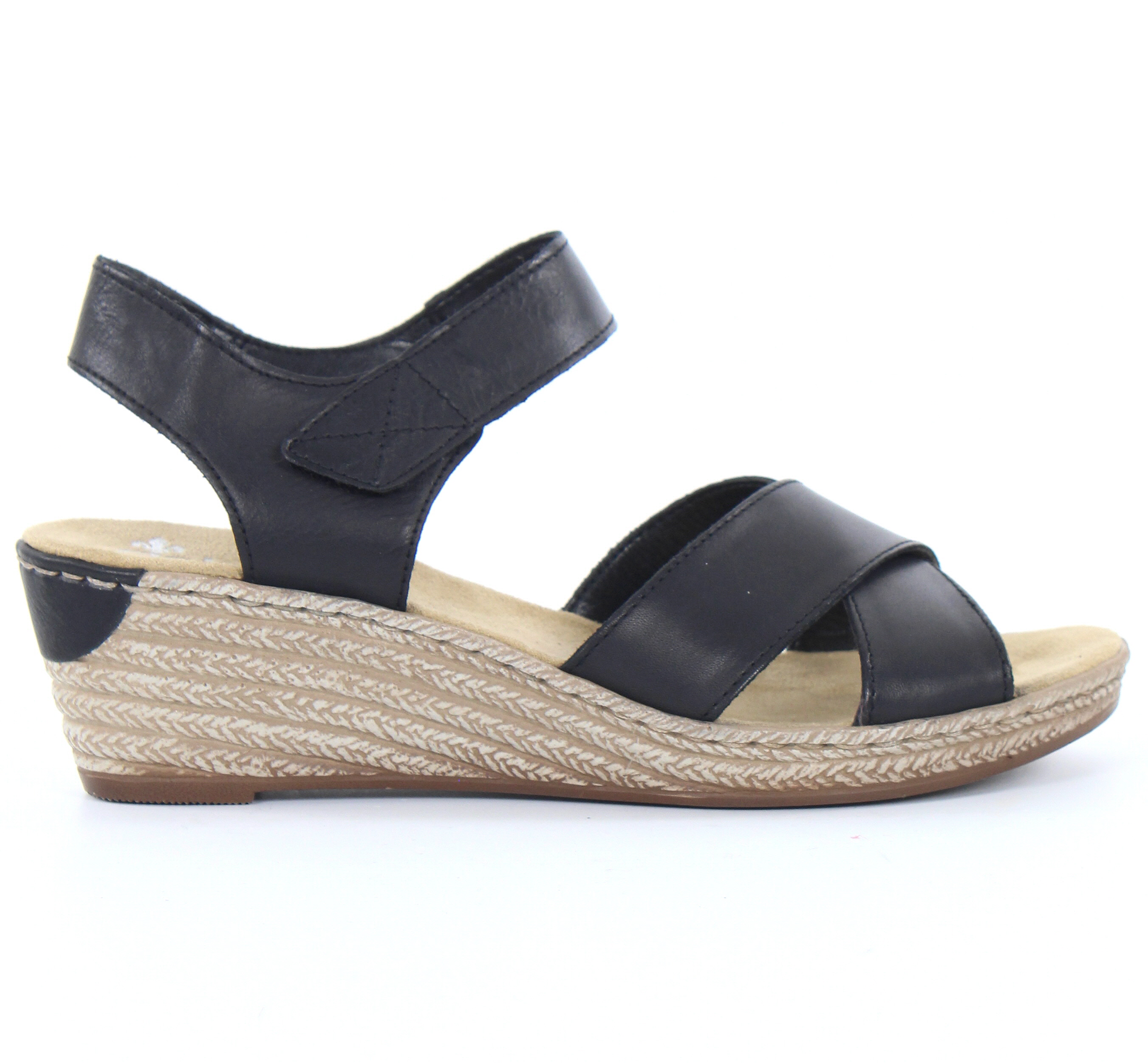 Rieker Wedge Sandals 62443-00, Black - Stilettoshop.eu webstore